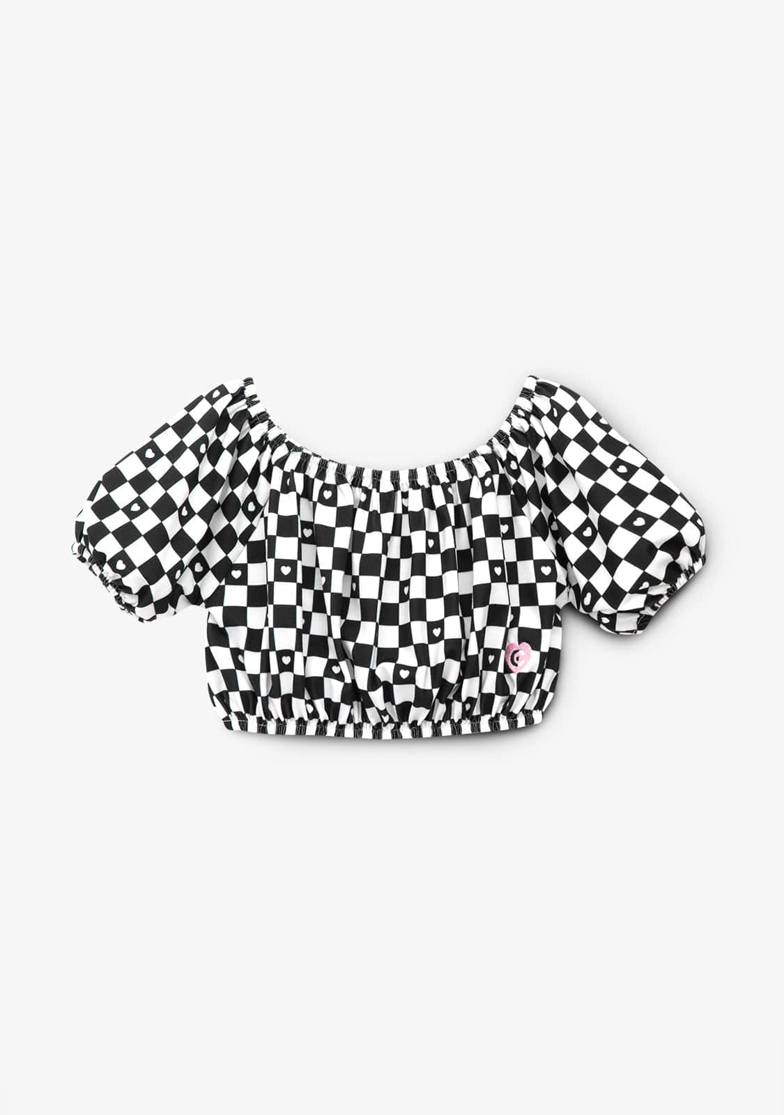 Girl´s Black Checkers Top