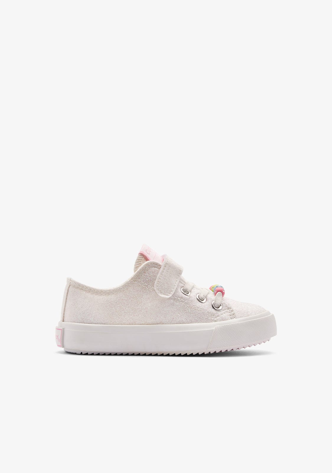 White / Pink Glitter Sneakers | Conguitos